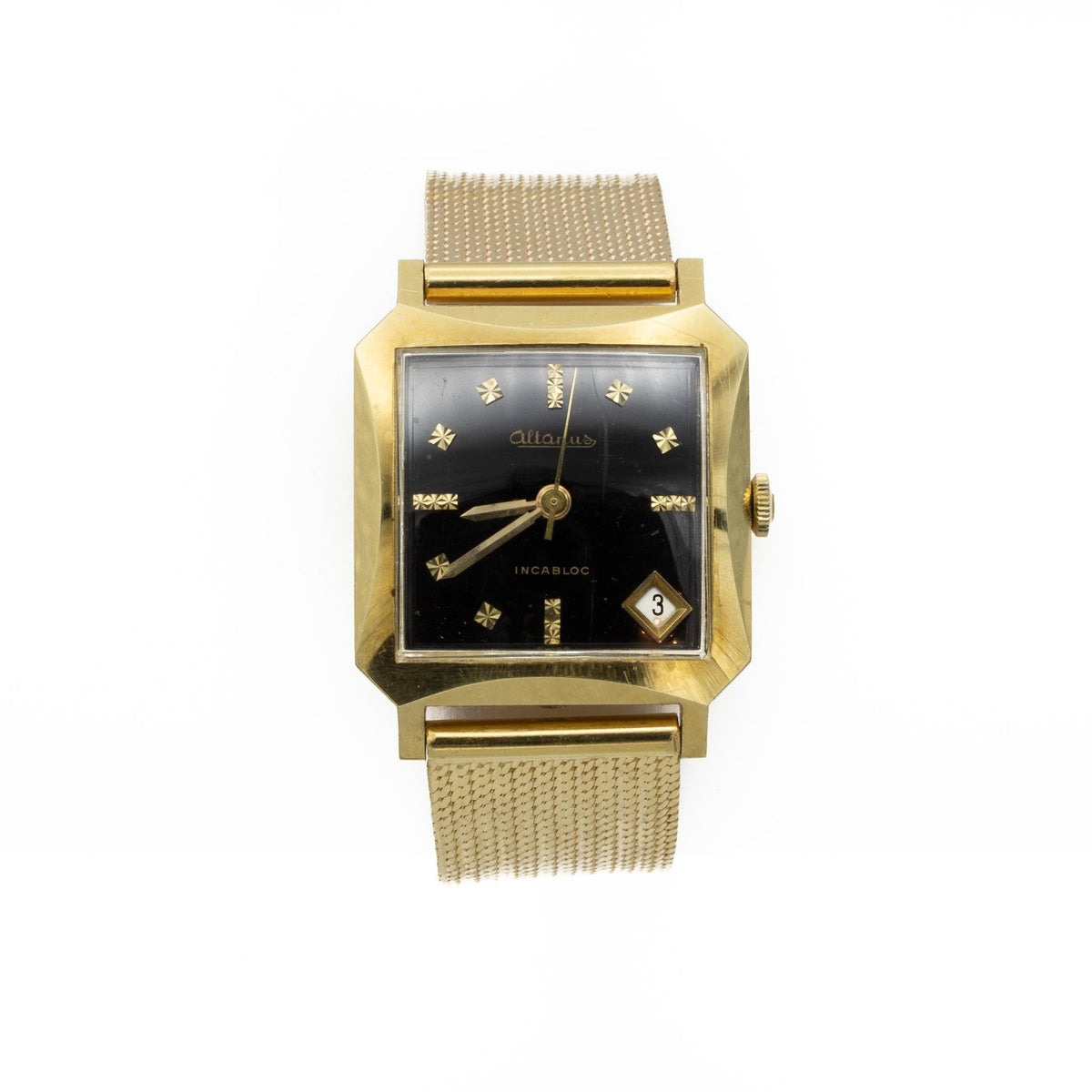 Altanus Gold Watch with Square Black Dial – Aurum Jewelers